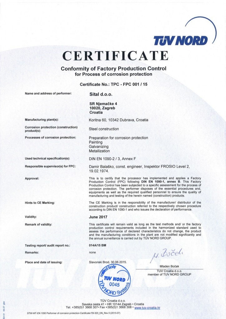 Quality Management System for sandblasting and painting